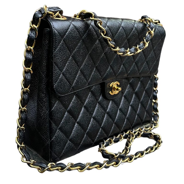 CHANEL Caviar Leather Classic Single Flap Jumbo Bag at 1stDibs
