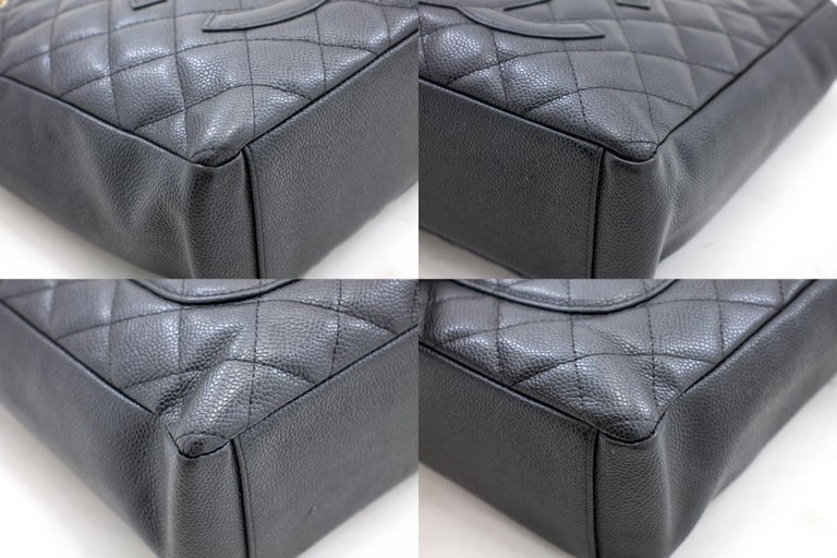 CHANEL Caviar PST Chain Shoulder Shopping Tote Bag Black Quilted For ...