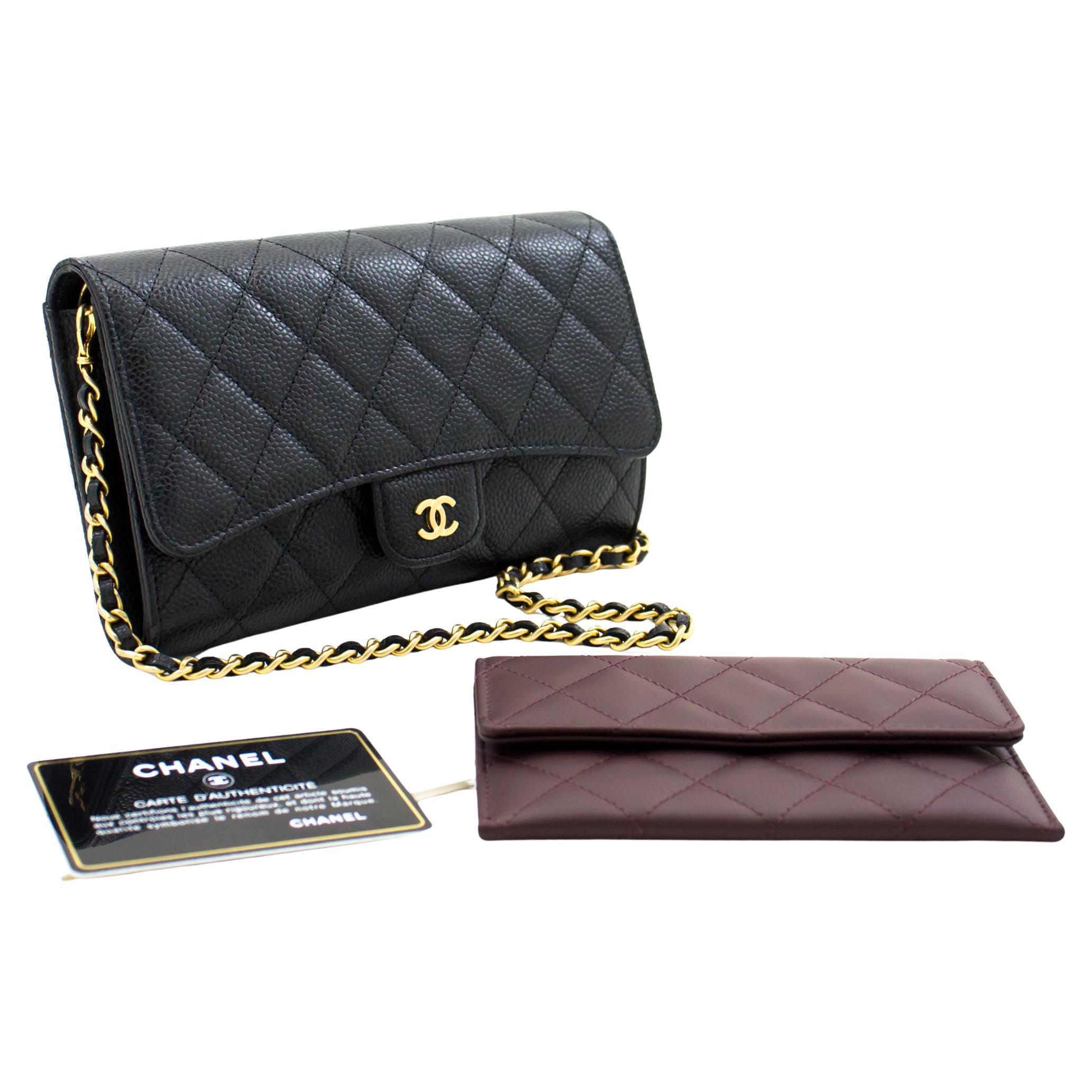 CHANEL Caviar WOC Wallet On Chain Black Handbag Clutch Handbag For Sale ...