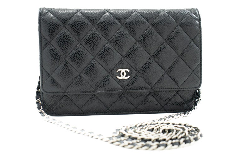 CHANEL Caviar WOC Wallet On Chain Black Shoulder Crossbody Bag For Sale ...