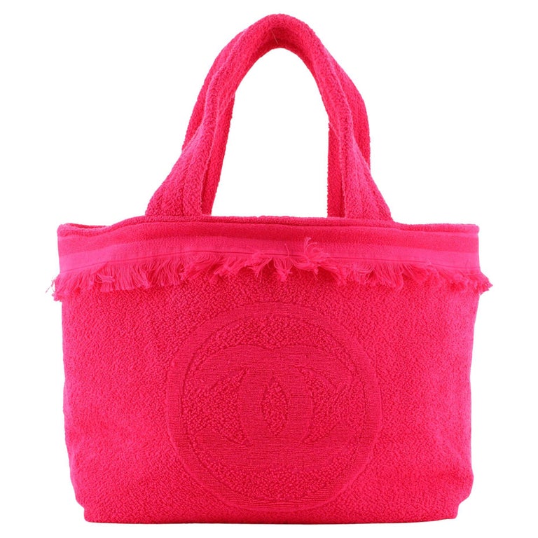 Chanel CC Beach Tote Fringe Terry Cloth Large at 1stDibs