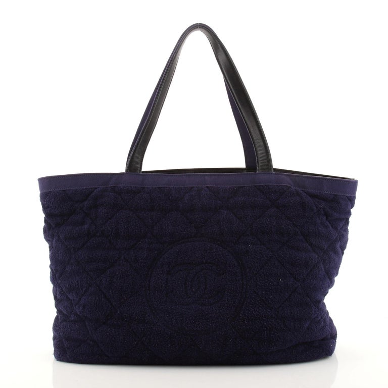 Chanel CC Beach Tote Quilted Terry Cloth Large at 1stDibs | chanel ...