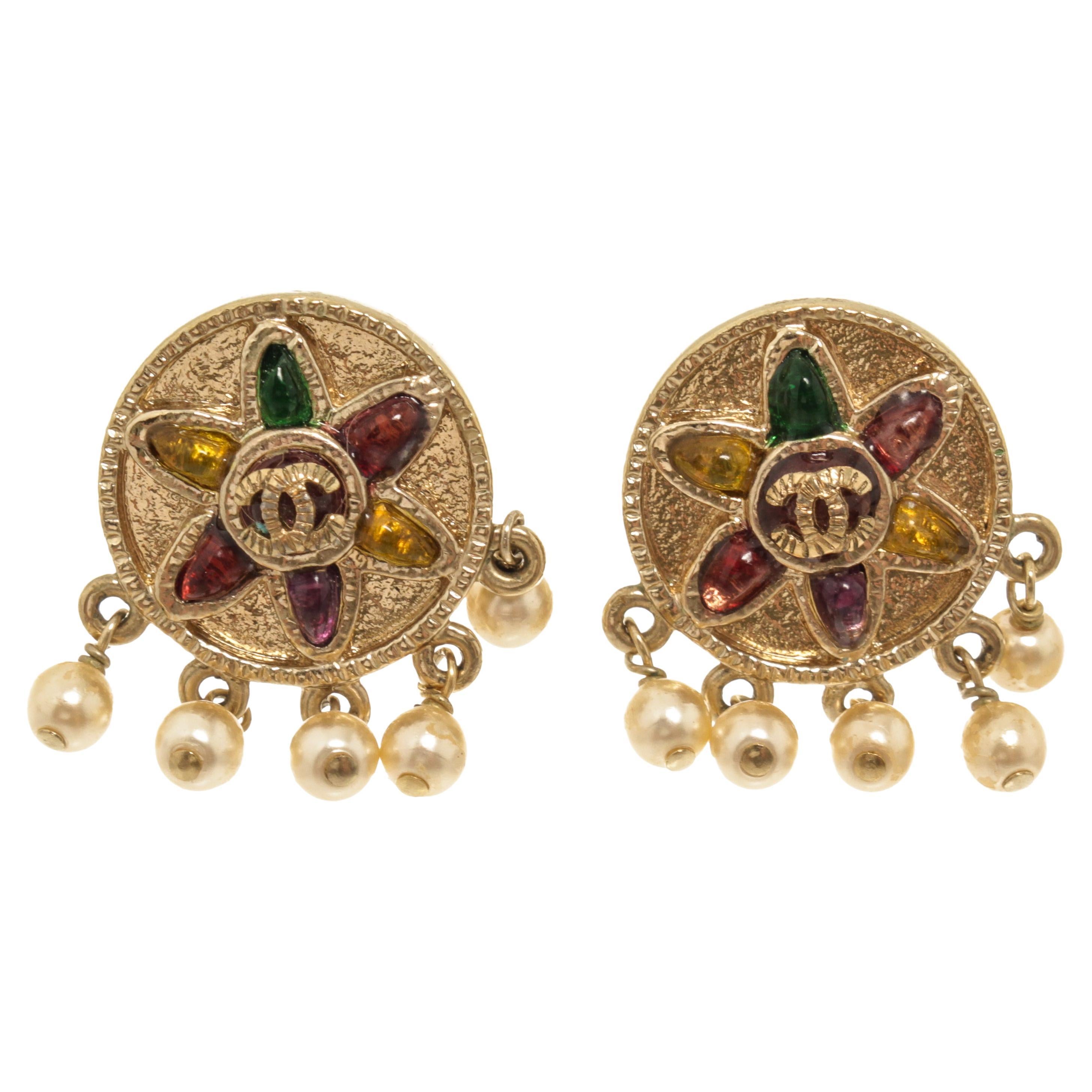 Chanel CC Half Hoop Drop Earrings at 1stDibs | chanel hoop earrings ...