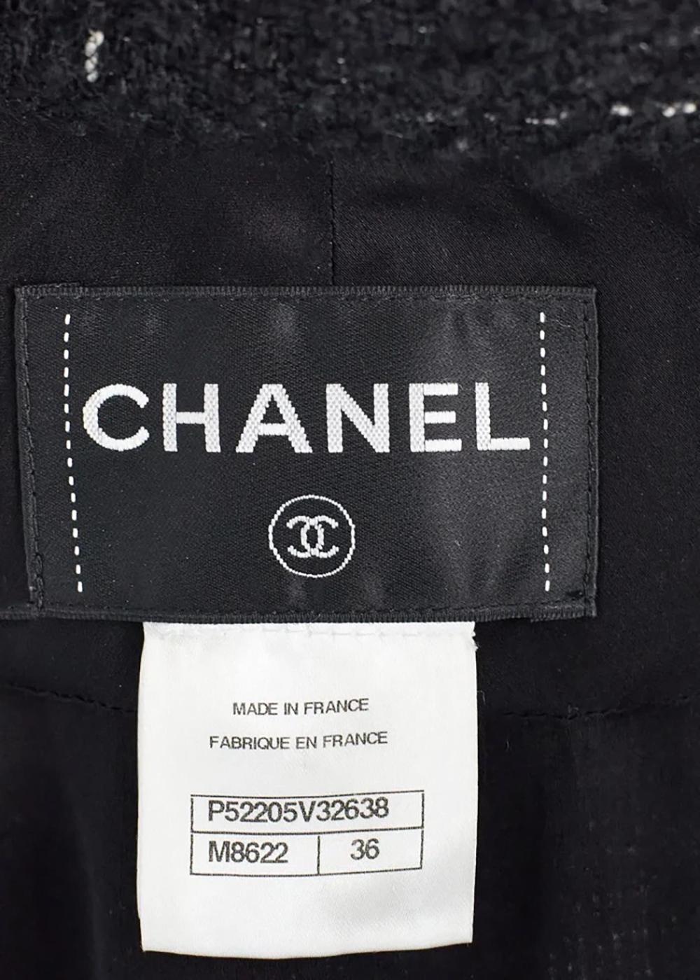 Chanel CC buttons Black Tweed Parka Coat For Sale at 1stDibs