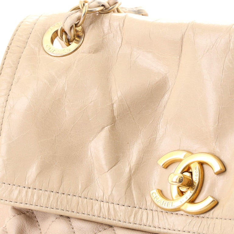 Chanel CC Chain Flap Quilted Glazed Calfskin Small For Sale at 1stDibs
