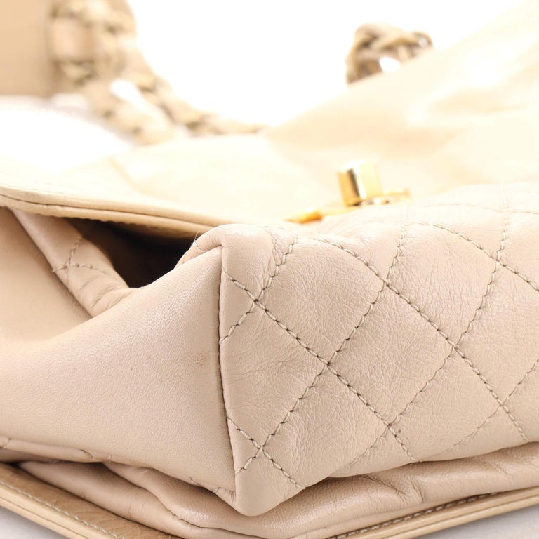 Chanel CC Chain Flap Quilted Glazed Calfskin Small For Sale at 1stDibs