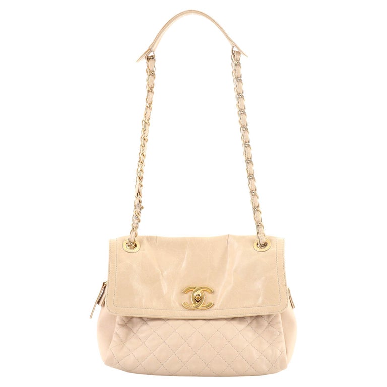 Chanel CC Chain Flap Quilted Glazed Calfskin Small For Sale at 1stDibs