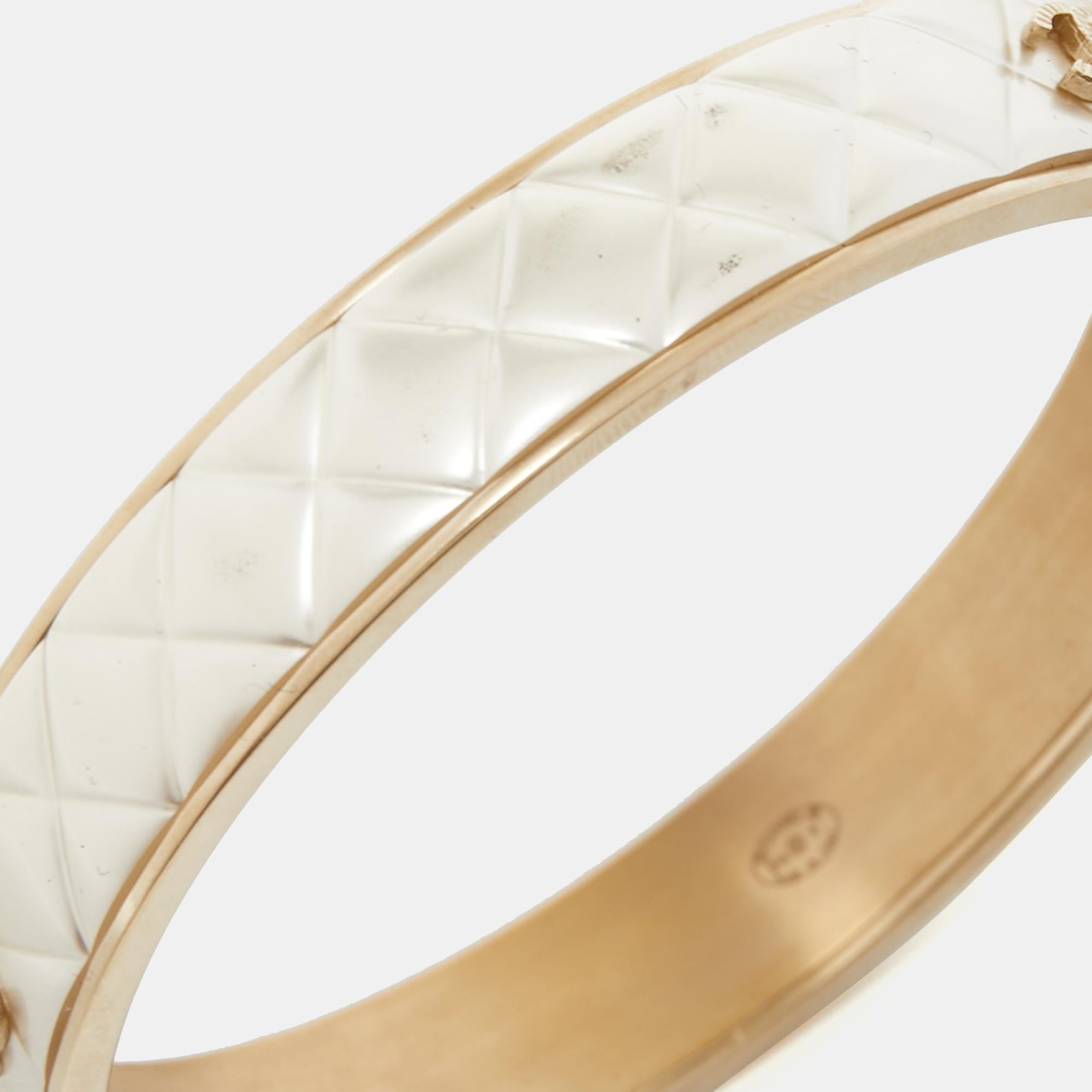 Chanel CC Composite Gold Tone Bangle Bracelet For Sale at 1stDibs ...