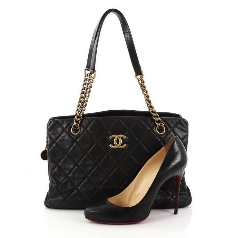 Chanel CC Crown Tote Quilted Leather Medium at 1stDibs