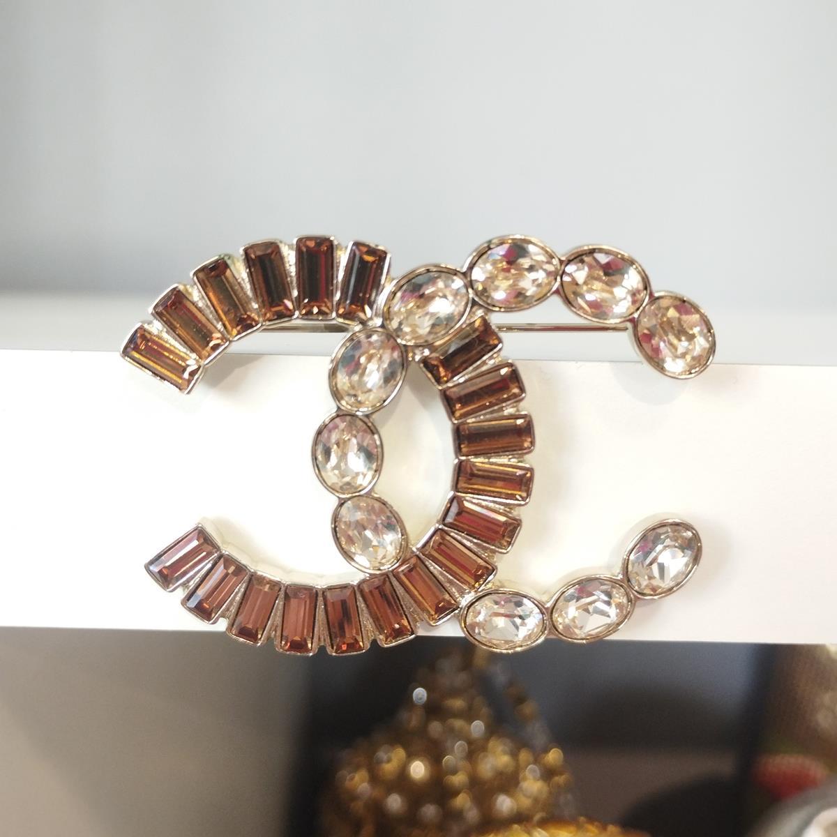 Chanel CC Crystal Brooch at 1stDibs