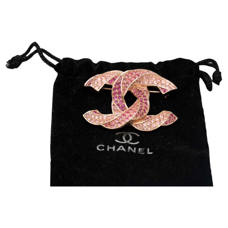 Chanel C.C. Crystal Embellished Pin Brooch For Sale at 1stDibs