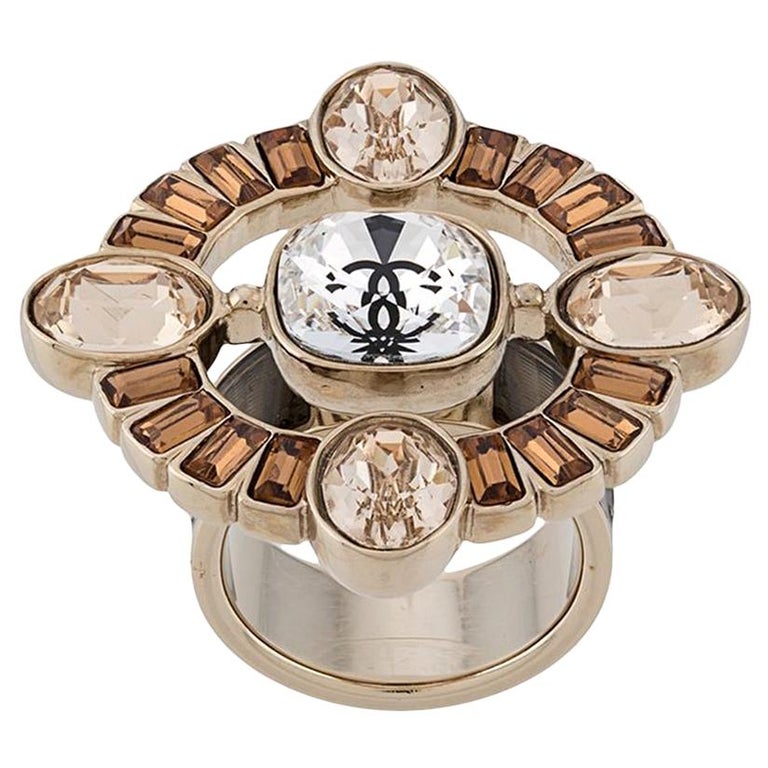 Chanel CC Crystal Embellished Ring at 1stDibs