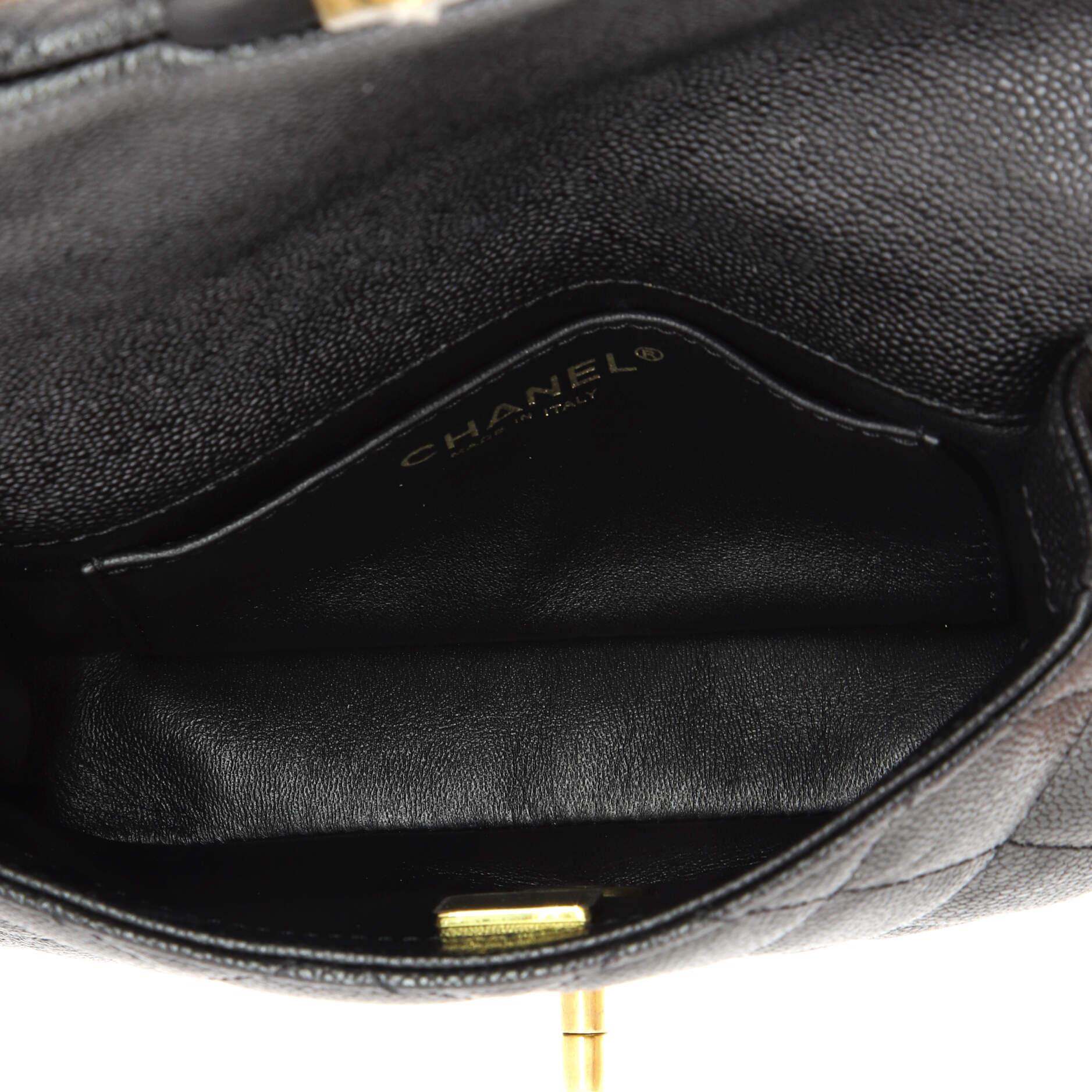 Chanel CC Double Chain Strap Flap Bag Quilted Caviar Mini For Sale at ...