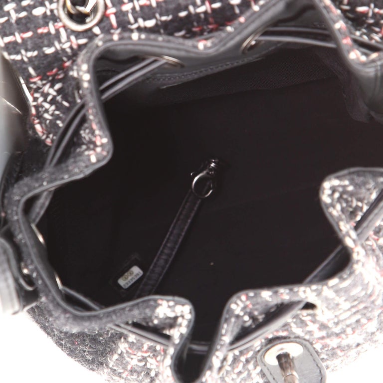 Chanel CC Drawstring Backpack Quilted Tweed Small For Sale at 1stDibs