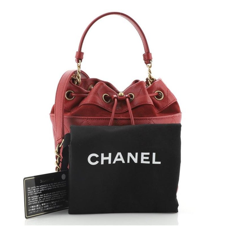 Chanel CC Drawstring Bucket Bag Quilted Caviar with Suede Small at 1stDibs