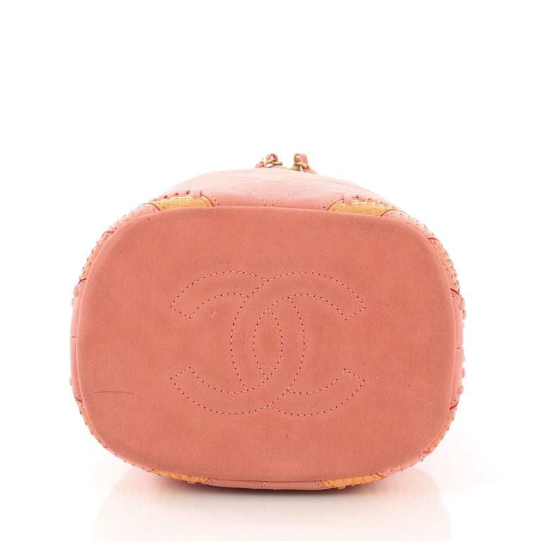 Chanel CC Drawstring Bucket Bag Whipstitch Chevron Leather and Python ...