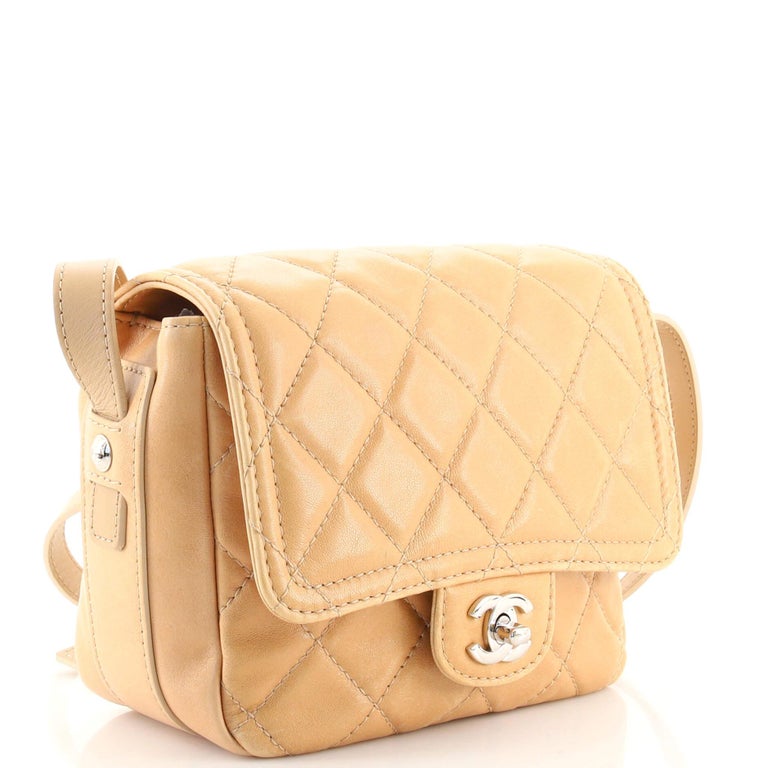 Chanel CC Edge Square Flap Crossbody Messenger Bag Quilted Leather Mini ...