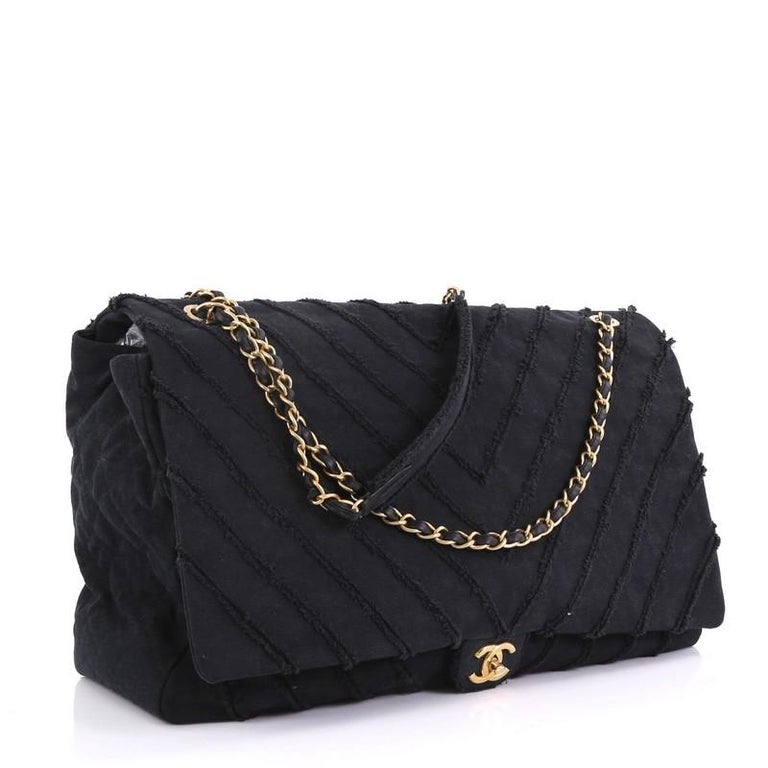 Chanel CC Flap Bag Chevron Canvas Patchwork XXL at 1stDibs