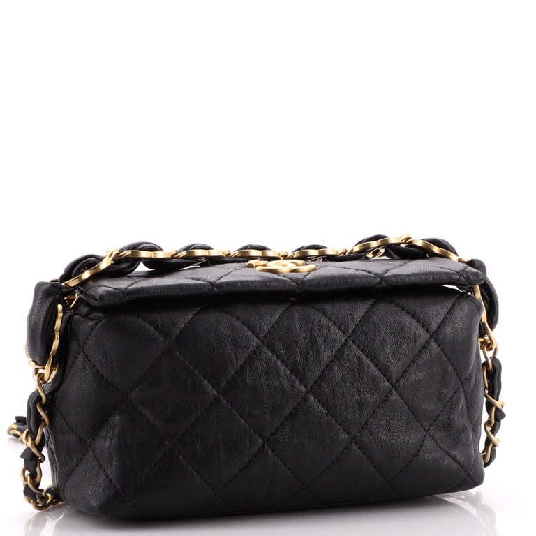 Chanel CC Fold Over Chain Flap Bag Quilted Lambskin Mini at 1stDibs