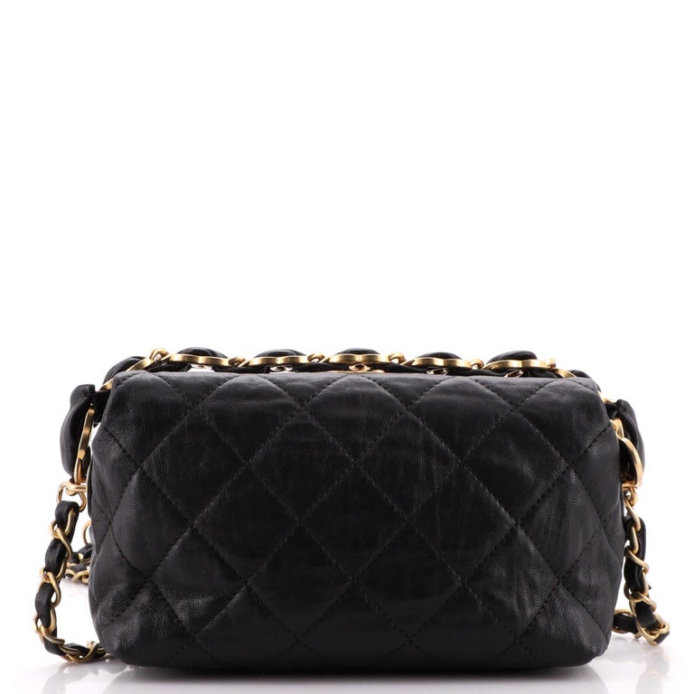 Chanel CC Fold Over Chain Flap Bag Quilted Lambskin Mini at 1stDibs
