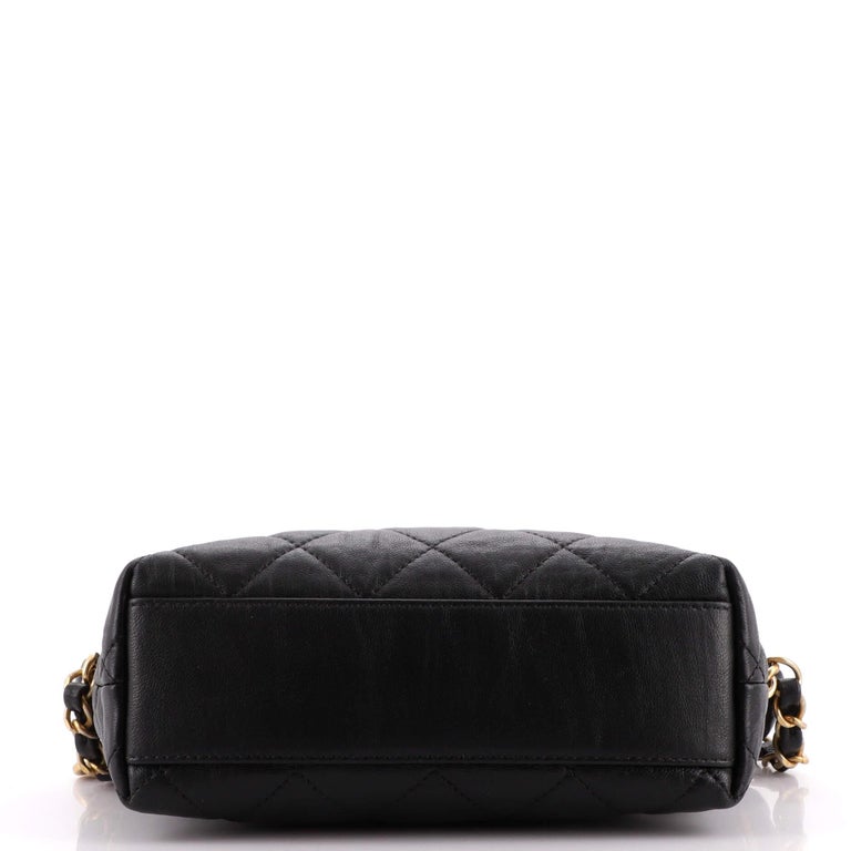 Chanel CC Fold Over Chain Flap Bag Quilted Lambskin Mini at 1stDibs