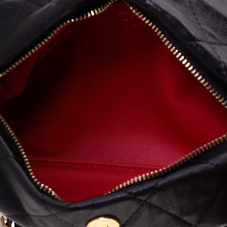 Chanel CC Fold Over Chain Flap Bag Quilted Lambskin Mini at 1stDibs