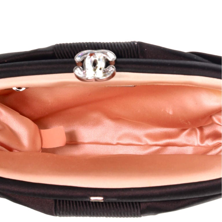 Chanel CC Frame Clutch Pleated Satin For Sale at 1stDibs