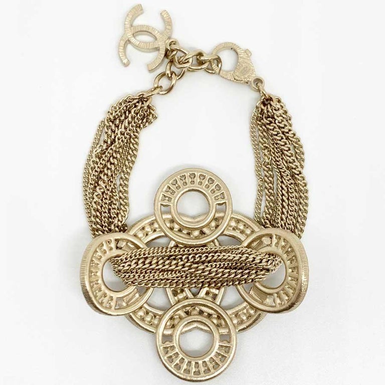 CHANEL CC Gold Chain Bracelet at 1stDibs