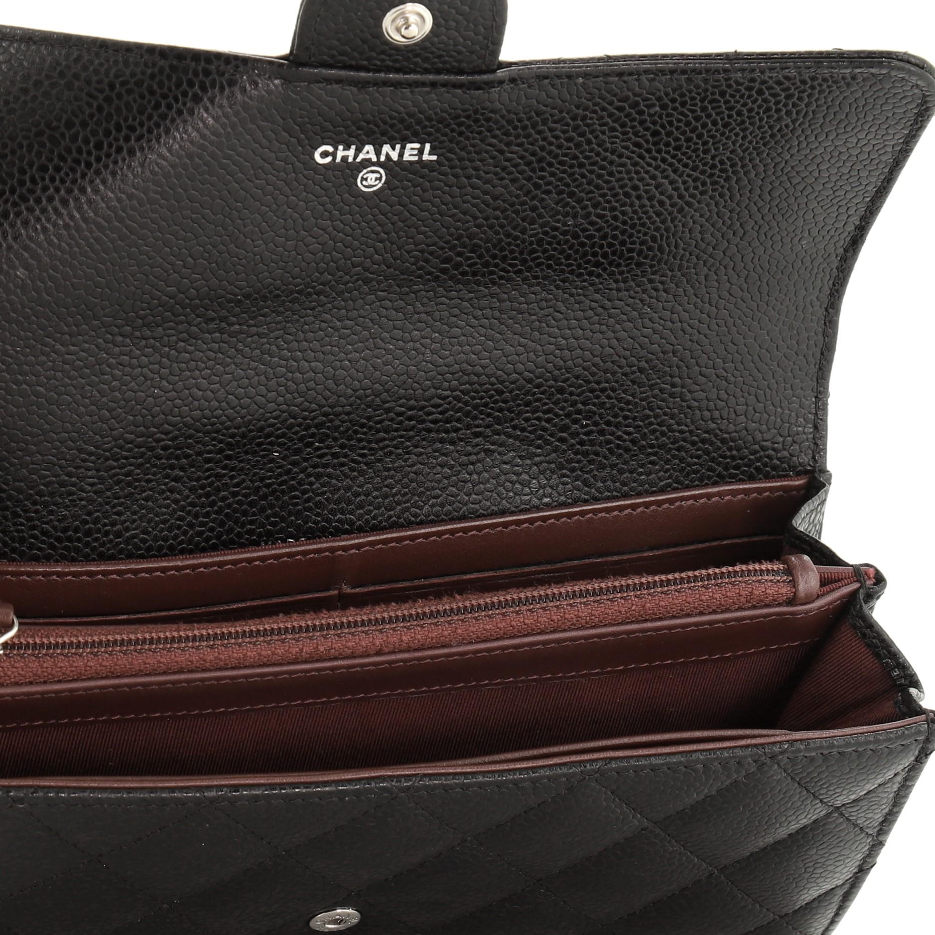 Chanel CC Gusset Classic Flap Wallet Quilted Caviar Long at 1stDibs