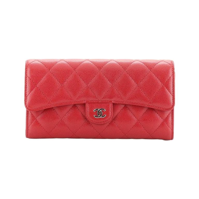 Chanel CC Gusset Classic Flap Wallet Quilted Caviar Long at 1stDibs ...