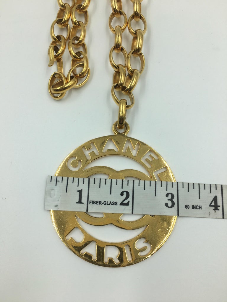 Chanel CC Medallion Necklace Gold Tone Large Iconic statement Piece For ...