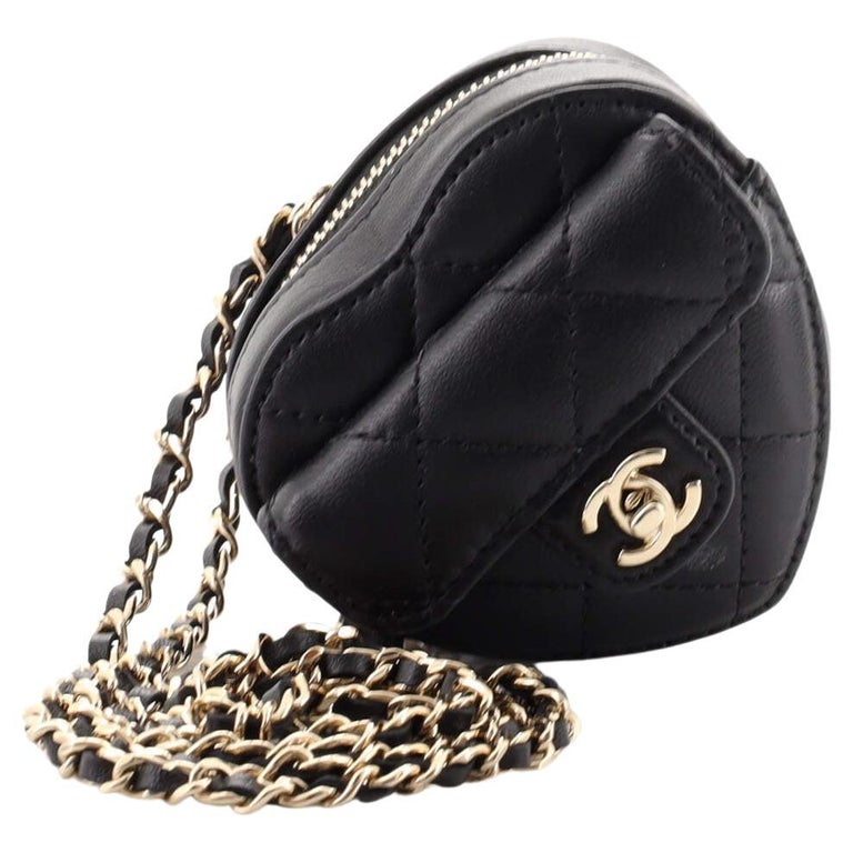 Chanel CC in Love Heart Chain Necklace Zip Coin Purse Quilted Lambskin ...