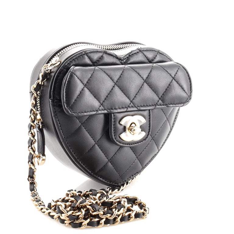Chanel CC in Love Heart Clutch with Chain Quilted Lambskin For Sale at ...