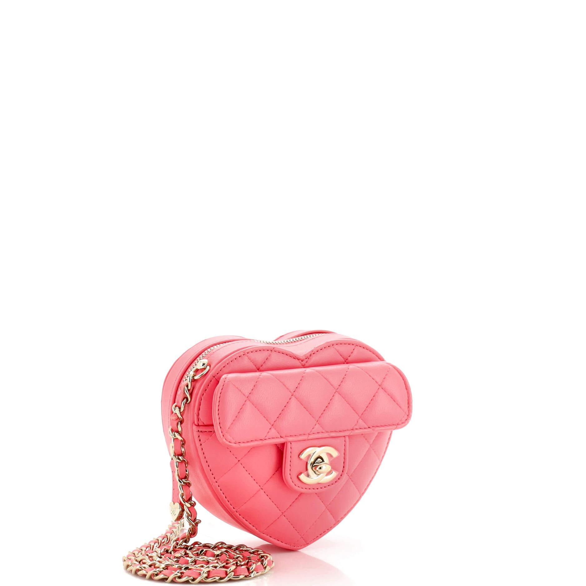 Chanel CC in Love Heart Clutch with Chain Quilted Lambskin For Sale at ...