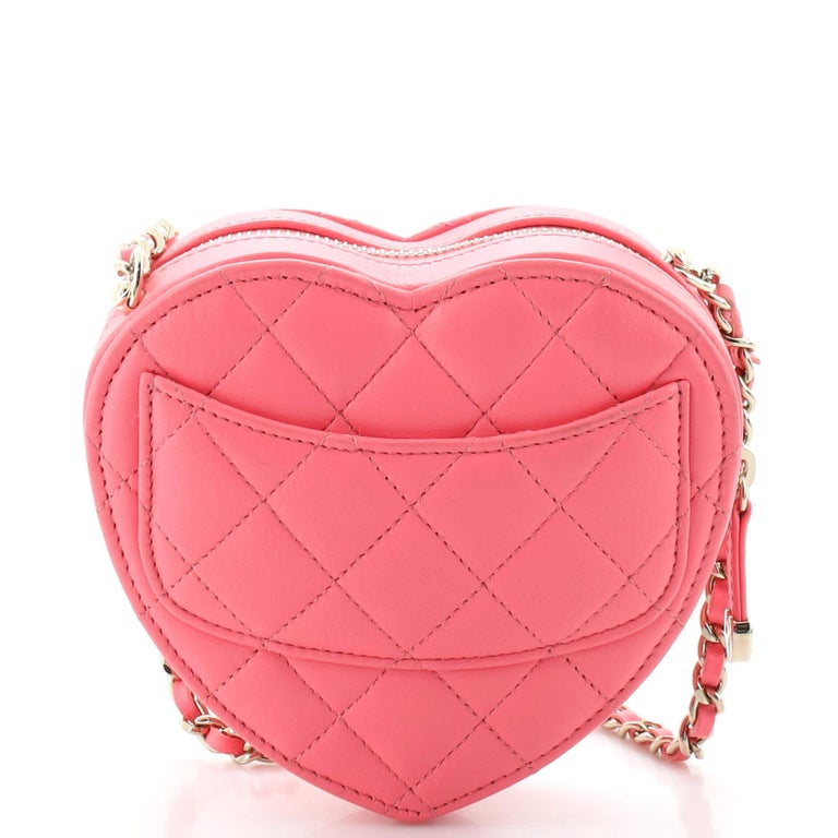 Chanel CC in Love Heart Clutch with Chain Quilted Lambskin For Sale at ...