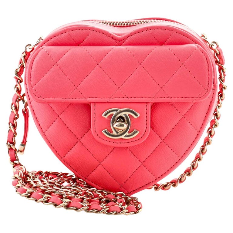 Chanel CC in Love Heart Clutch with Chain Quilted Lambskin For Sale at ...