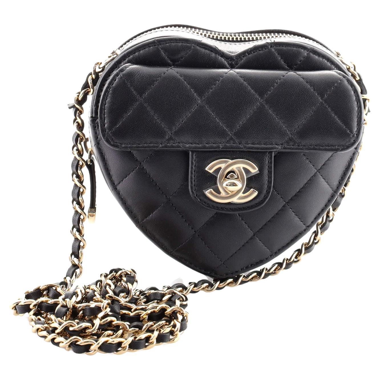 Chanel CC in Love Heart Clutch with Chain Quilted Lambskin For Sale at ...