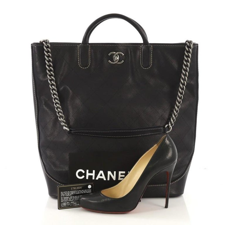 Chanel CC Lock Tote Quilted Caviar Large at 1stDibs