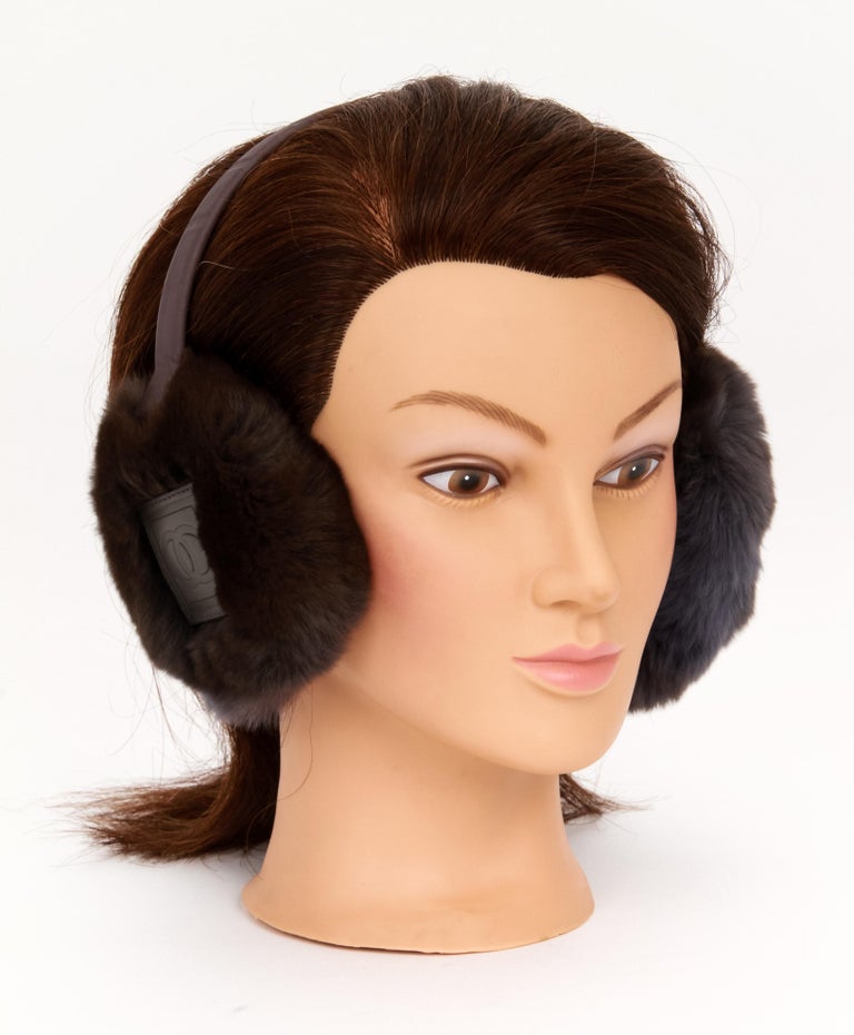 Chanel CC Logo Gray Rabbit Ear Muffs For Sale at 1stDibs | cc ear muffs