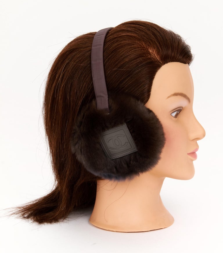 Chanel CC Logo Gray Rabbit Ear Muffs For Sale at 1stDibs | cc ear muffs