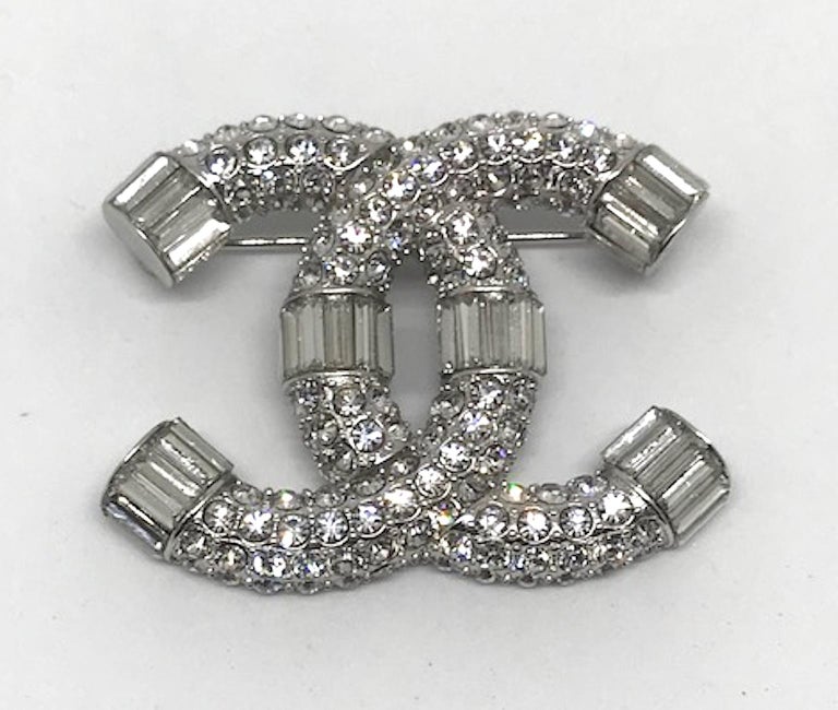 Chanel CC Logo Pave' Rhinestone Pin, 2019 at 1stDibs