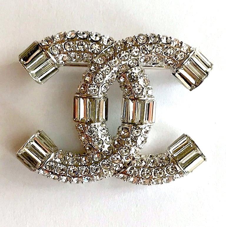Chanel CC Logo Pave' Rhinestone Pin, 2019 at 1stDibs