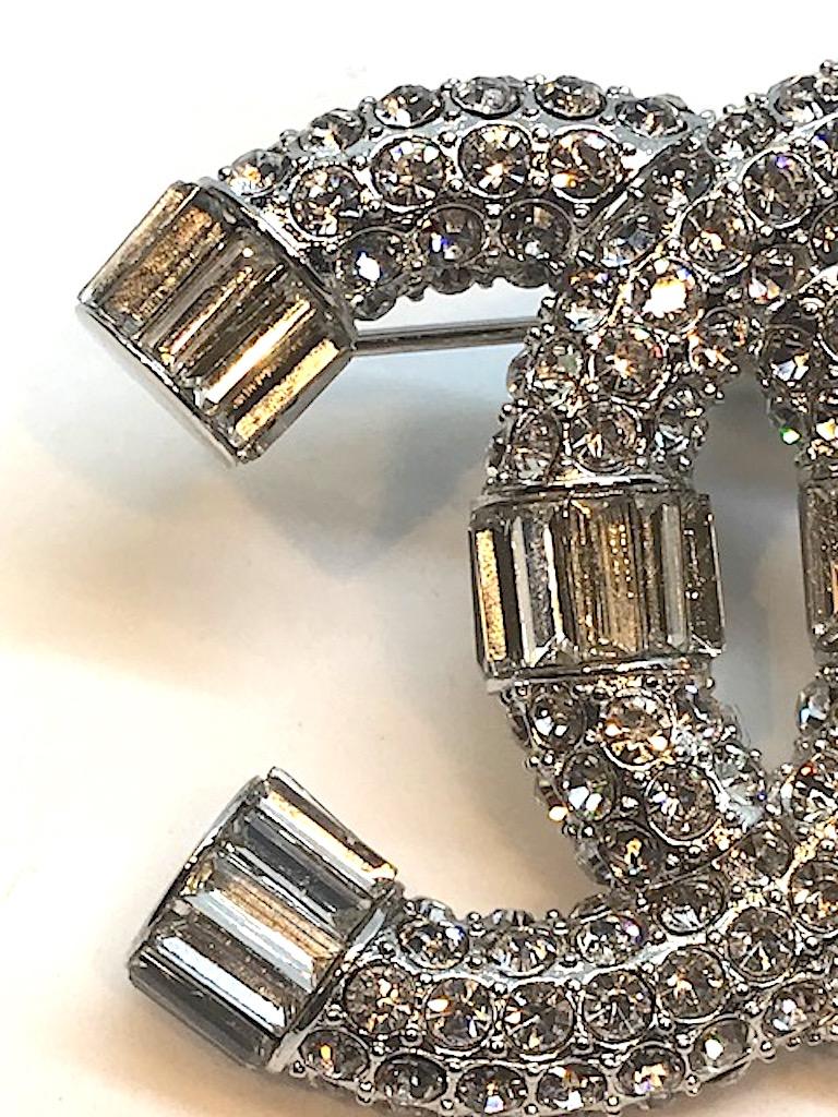 Chanel CC Logo Pave' Rhinestone Pin, 2019 at 1stDibs