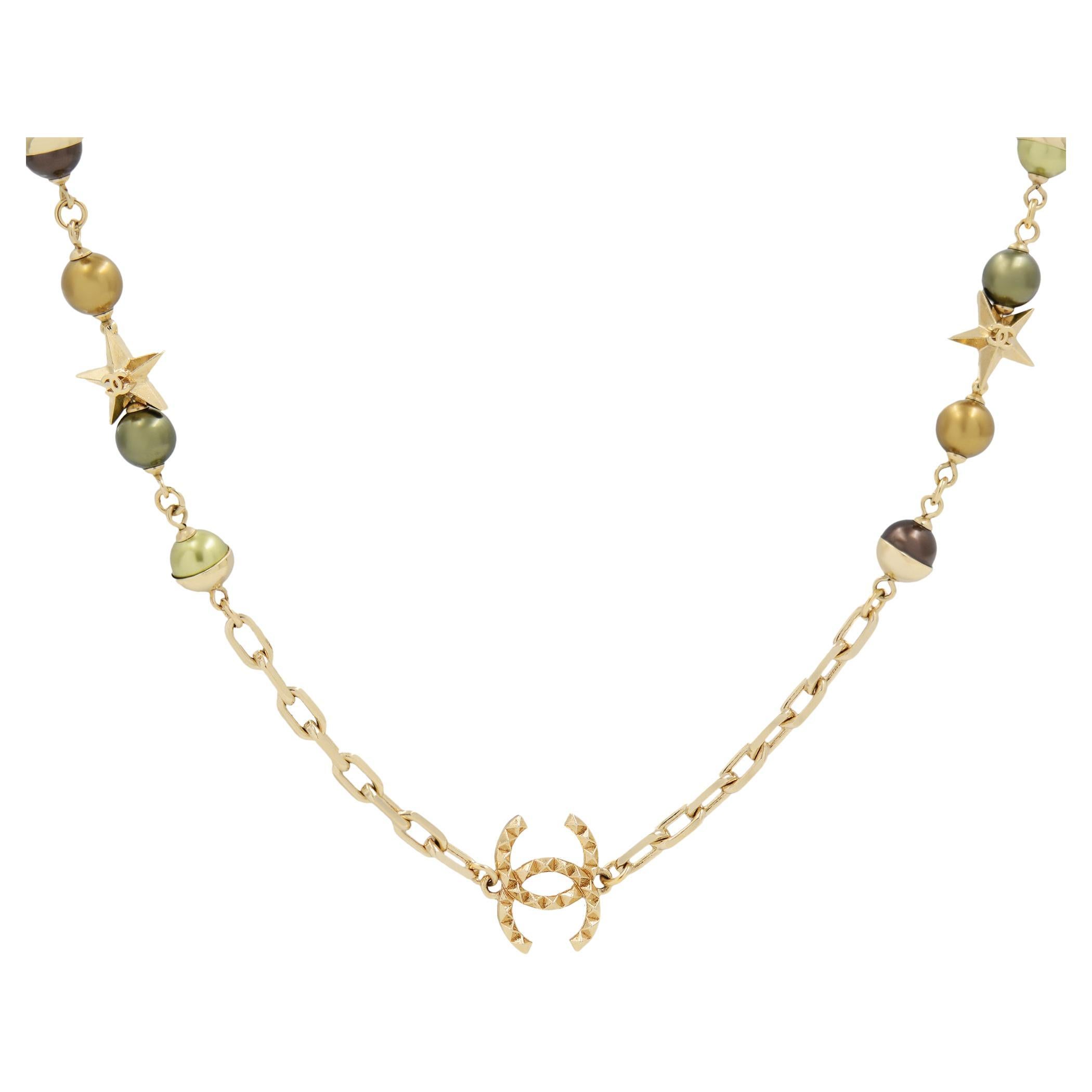 Chanel Pearl CC Necklace at 1stDibs