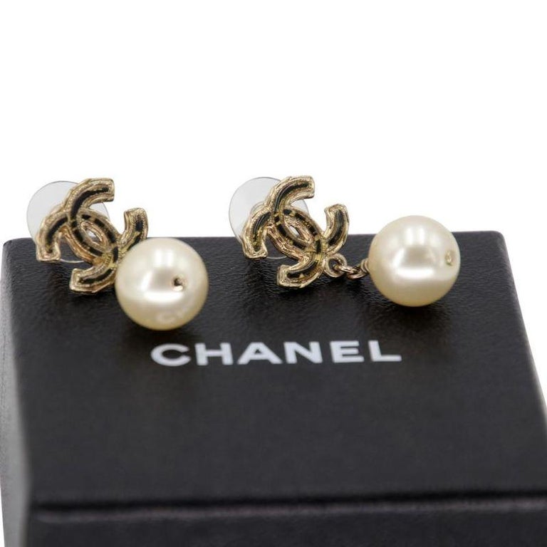Chanel CC Monogram Clip On Modern Chic Mother Of Pearl Earrings CC ...