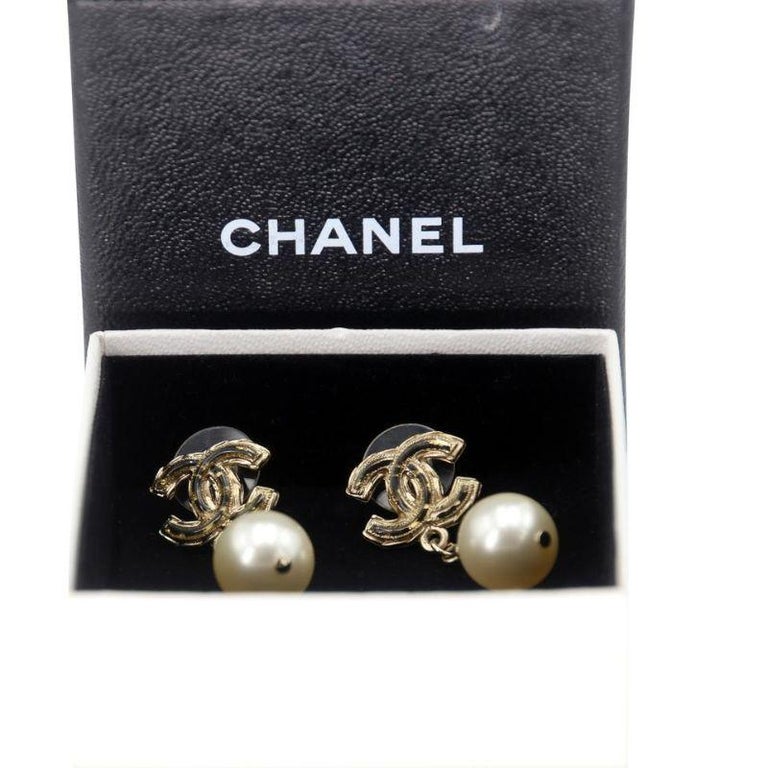 Chanel CC Monogram Clip On Modern Chic Mother Of Pearl Earrings CC ...