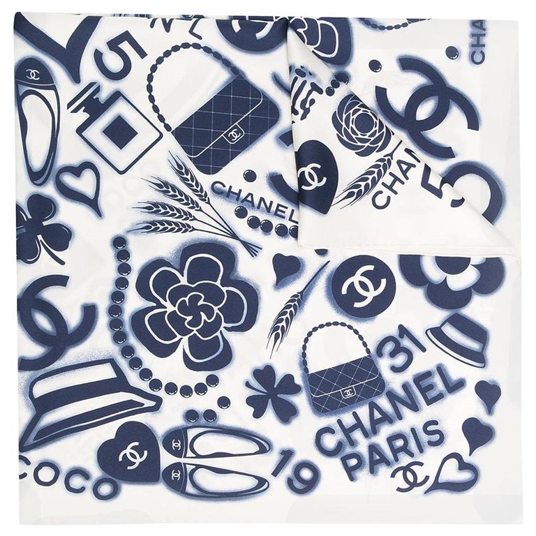 Chanel CC motif print scarf at 1stDibs