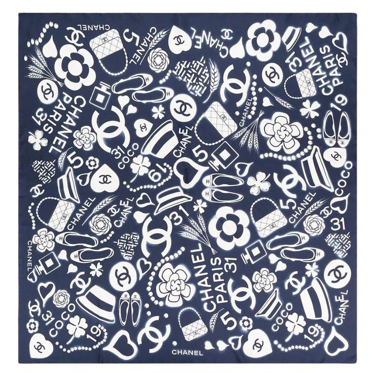 Chanel CC Motif Print Silk Scarf at 1stDibs