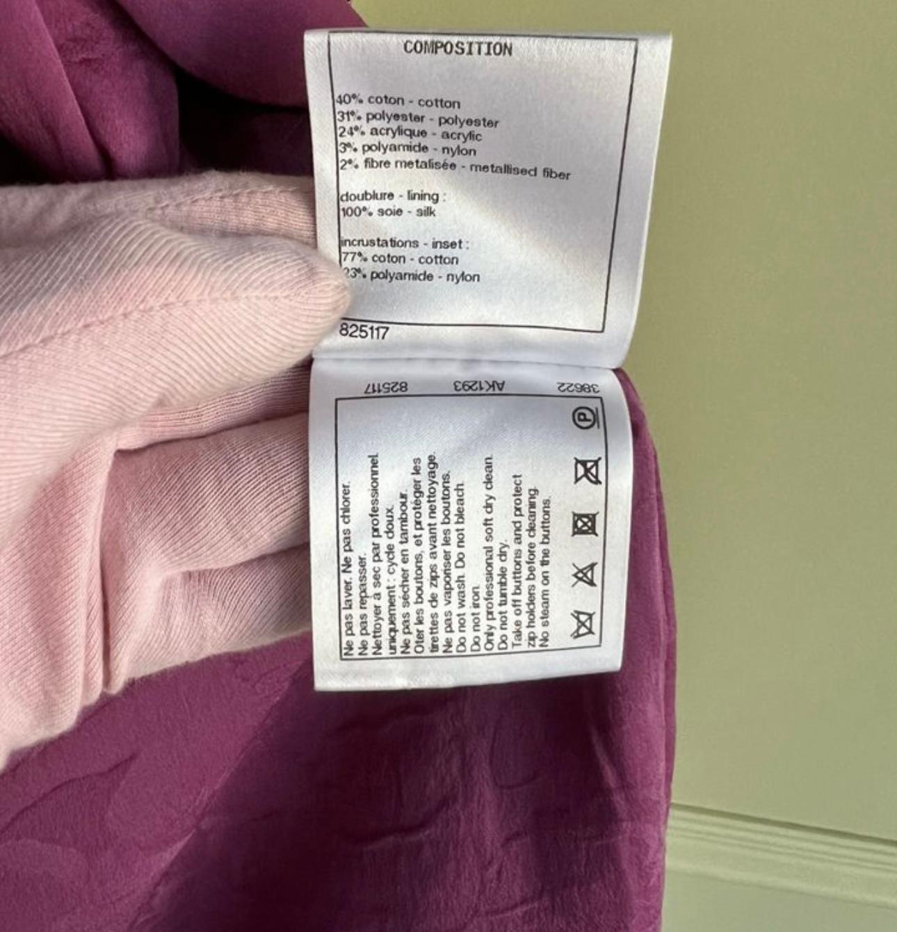 Chanel CC Pearl Buttons Purple Tweed Jacket For Sale at 1stDibs