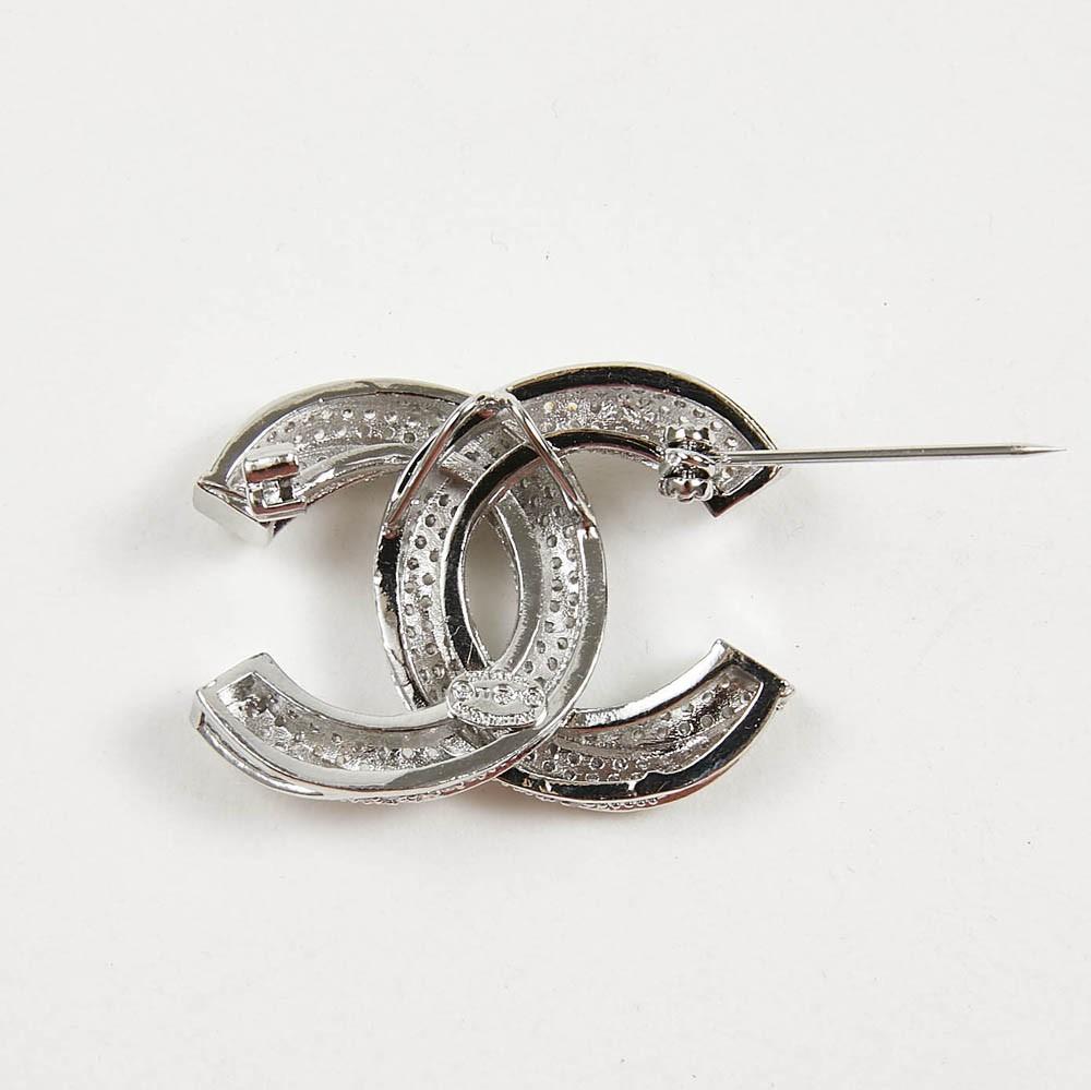 Chanel CC Pendant Brooch Silver Tone Rhinestone at 1stDibs Chanel CC Pendant Brooch Silver Tone Rhinestone at 1stDibs
